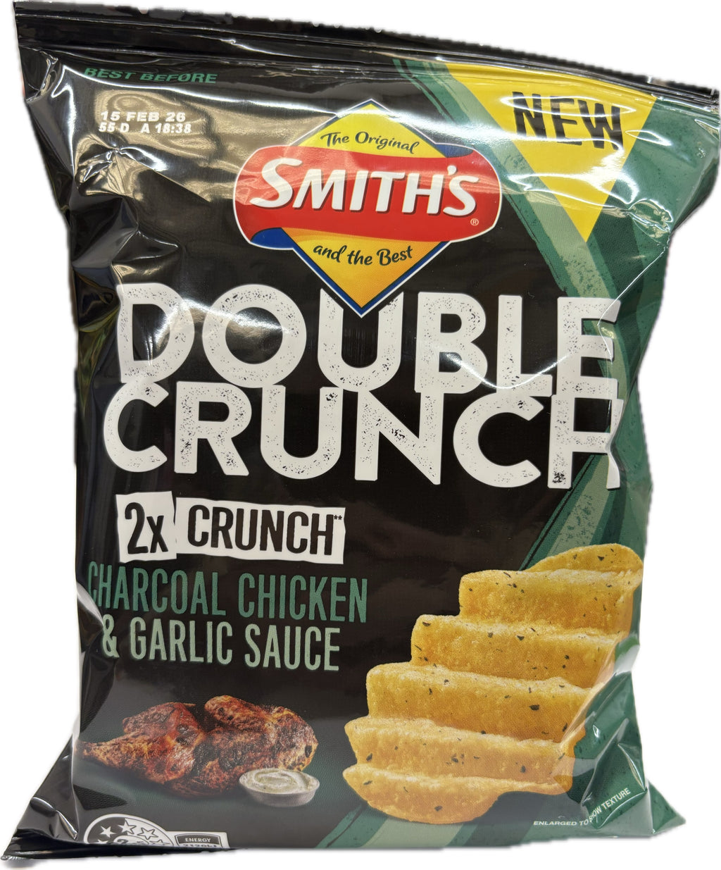 Smiths Double Crunch Charcoal Chicken & Garlic Sauce Chips 80g